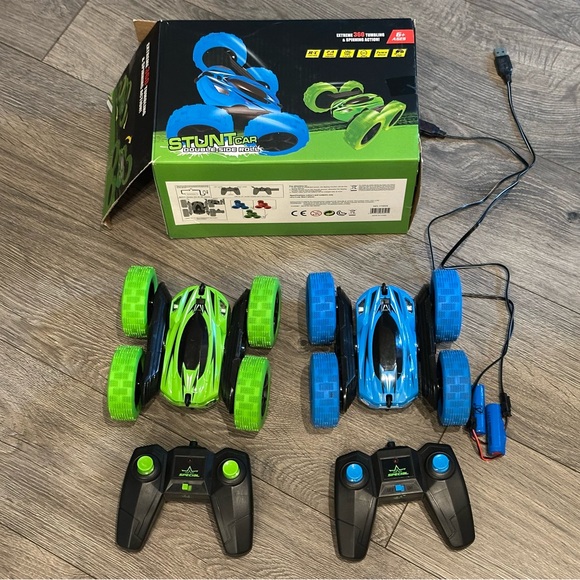 Toys | Stunt Gear Remote Control Car Set Green And Blue | Poshmark